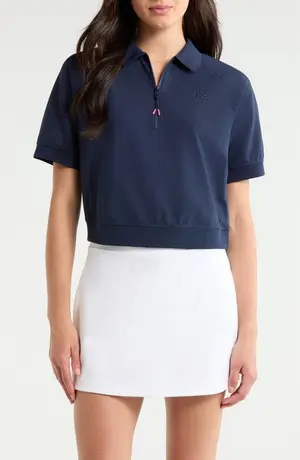 G/fore Cropped Stretch Scuba Quarter Zip Polo - Twilight