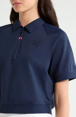 G/fore Cropped Stretch Scuba Quarter Zip Polo