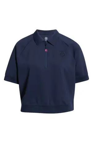G/fore Cropped Stretch Scuba Quarter Zip Polo