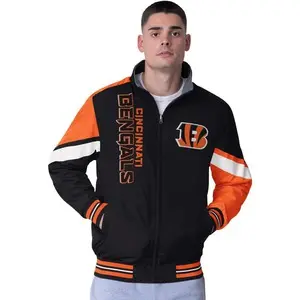 G-III EXTREME Cincinnati Bengals Strong Arm Reversible Full-zip Jacket - Black