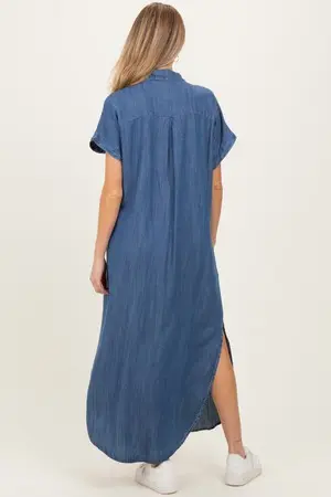 PINKBLUSH Chambray Button-down Shirt Dress