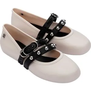 Melissa Stud Mary Jane Soft Ballerina Flat Beige/black