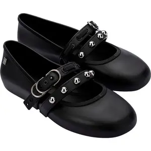 Melissa Stud Mary Jane Soft Ballerina Flat Black