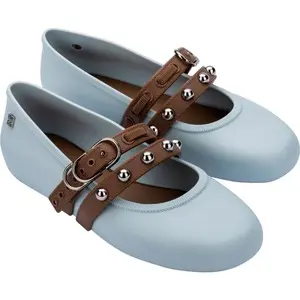 Melissa Stud Mary Jane Soft Ballerina Flat - Blue/brown