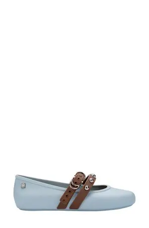 Melissa Stud Mary Jane Soft Ballerina Flat - Blue/brown