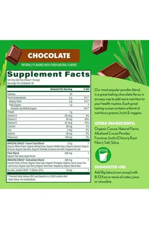 AMAZING GRASS Super Greens Powder, Chocolate