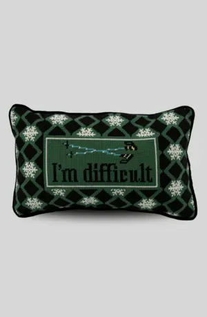 FURBISH I'm Difficult Needlepoint Pillow - Black