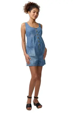 INGRID & ISABEL Pointelle Knit Maternity Midi Slip Dress - Medium Wash