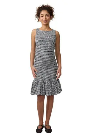 INGRID & ISABEL Smocked Check Seersucker Maternity Mini Dress