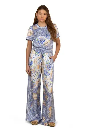 Hale Bob Yasmin Silk Charmeuse Wide-leg Pants - Blue