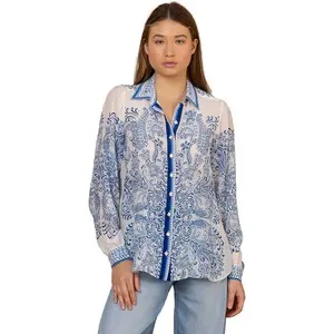 Hale Bob Quill Silk Top - Blue