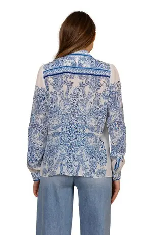 Hale Bob Quill Silk Top - Blue