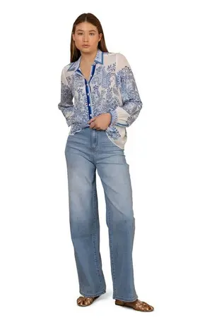 Hale Bob Quill Silk Top - Blue