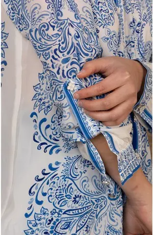 Hale Bob Quill Silk Top - Blue