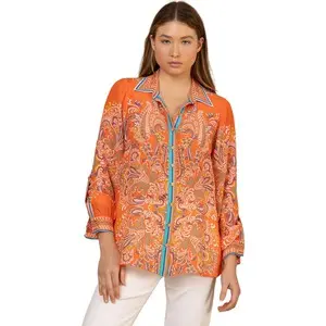 Hale Bob Quill Silk Top - Orange
