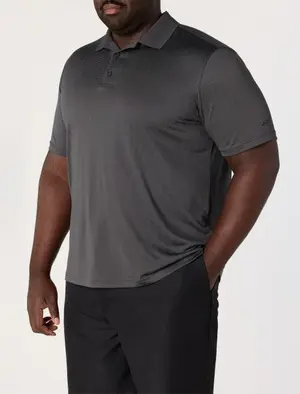 REEBOK Big & Tall Performance Striped Polo Shirt V2 - Almost Black