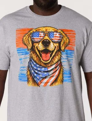 TRUE NATION BY DXL Big & Tall Independence Day Dog Graphic T-shirt