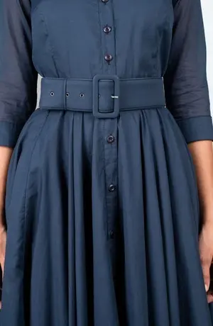 Samantha Sung A-line Belted Shirtdress