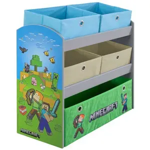 MINECRAFT Play Shelf With Fabric Storage Boxes Gamethemed Organizer