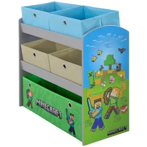 MINECRAFT Play Shelf With Fabric Storage Boxes Gamethemed Organizer