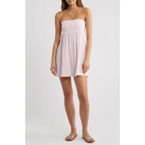 PACSUN Tie Back Strapless Babydoll Dress - Light Pink