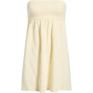 PACSUN Tie Back Strapless Babydoll Dress - Vanilla