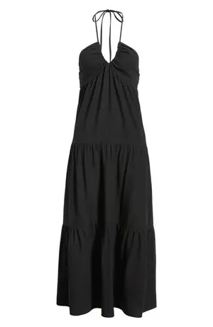PACSUN Kenna Tiered Halter Midi Dress - Black