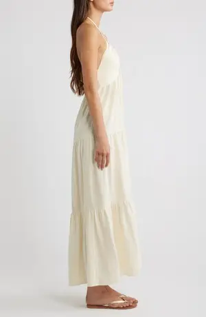 PACSUN Kenna Tiered Halter Midi Dress