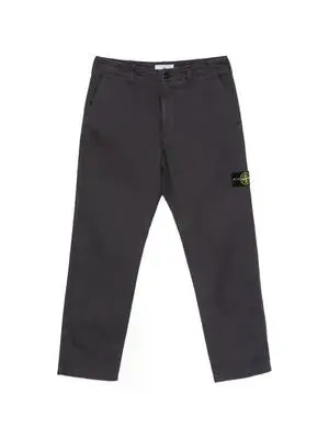 Stone Island Logo Patch Straight-leg Trousers - Grey