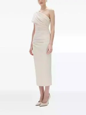 Rachel Gilbert Clay One-shoulder Ruched Midi Dress