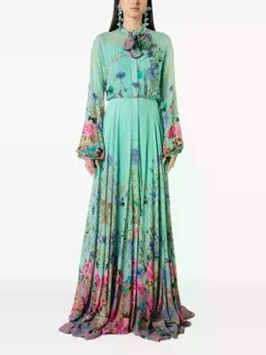 MIAU BY CLARA ROTESCU Floral Print Maxi Dress - Blue