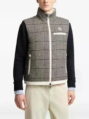 Moncler Gienah Reversible Wool Blend Down Gilet - Black
