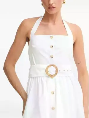FRACOMINA Belted Halterneck Midi Dress - White