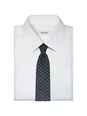 FERRAGAMO Gancini Silk Jacquard Neck Tie - Black