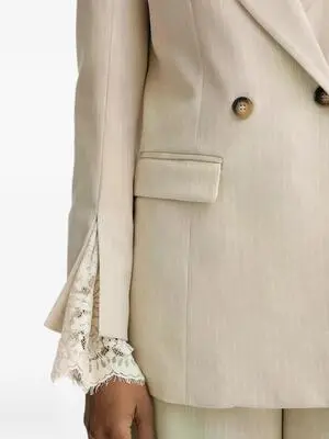 HAVEONE Pinstripe Lace-trim Blazer