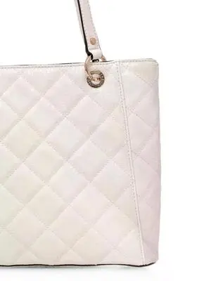 Guess Libby Quilted Charm-detail Tote Bag - Neutrals