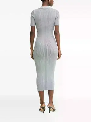 FRACOMINA Ribbed-knit Polo Midi Dress - Grey