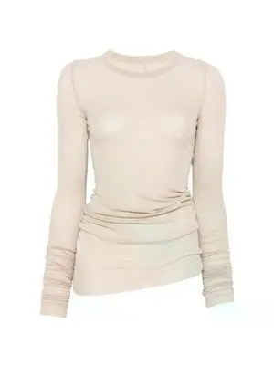 Rick Owens Ribbed Knit Long Sleeve T-shirt - Neutrals