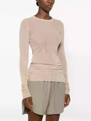 Rick Owens Ribbed Knit Long Sleeve T-shirt - Neutrals