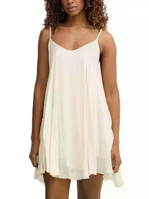 HAVEONE V-neck Pleated Mini Dress - Neutrals