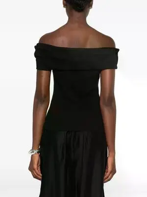 GESTUZ Drew Off-shoulder Ribbed-knit Top