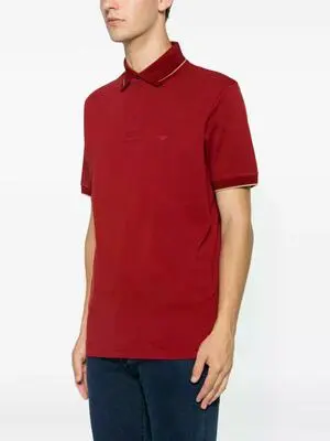 Emporio Armani Piqué Polo Shirt With Stripe Detail On The Collar - Red