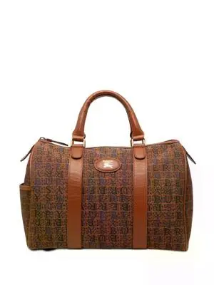 Burberry 20th Century Logo Printed Canvas Boston Bag - Brown