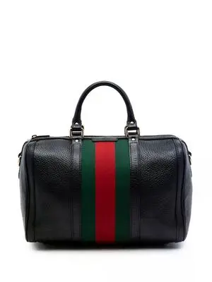 Gucci 2016-2026 Medium Calfskin Web Joy Boston Bag Satchel - Black