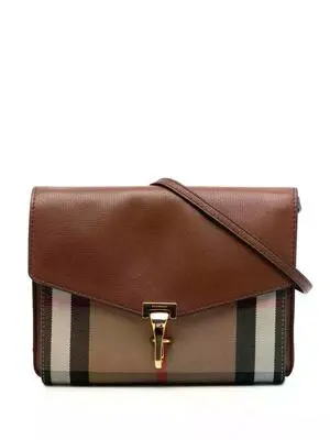 Burberry 2000-2017 Small Leather And House Check Canvas Derby Macken Crossbody Bag - Brown