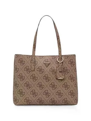 Guess Meridian Monogram-print Logo-plaque Tote Bag - Brown