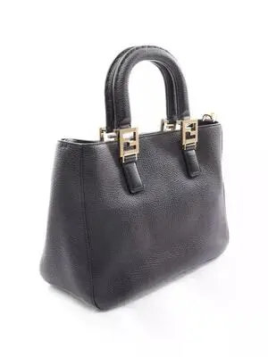 Fendi Ff Leather Tote Bag - Black