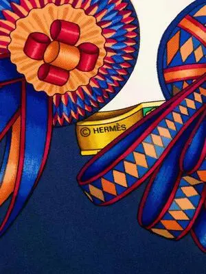 Hermès 1990-2010 Les Rubans Du Cheval Silk Scarf 90 Scarves - Blue