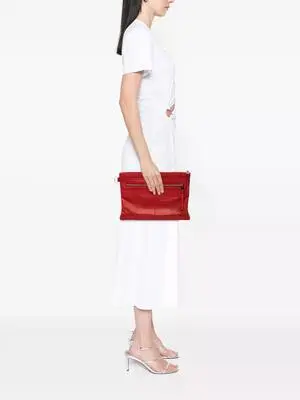 Balenciaga Lambskin Leather Motocross Classic Clip M Clutch Bag - Red