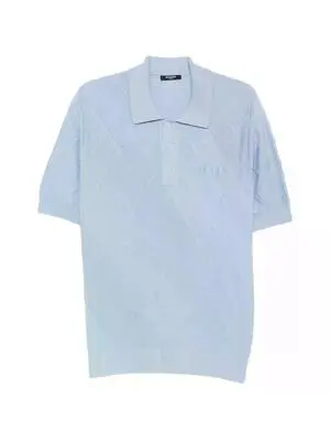 Balmain Diamond-knit Logo-embroidered Polo Shirt
